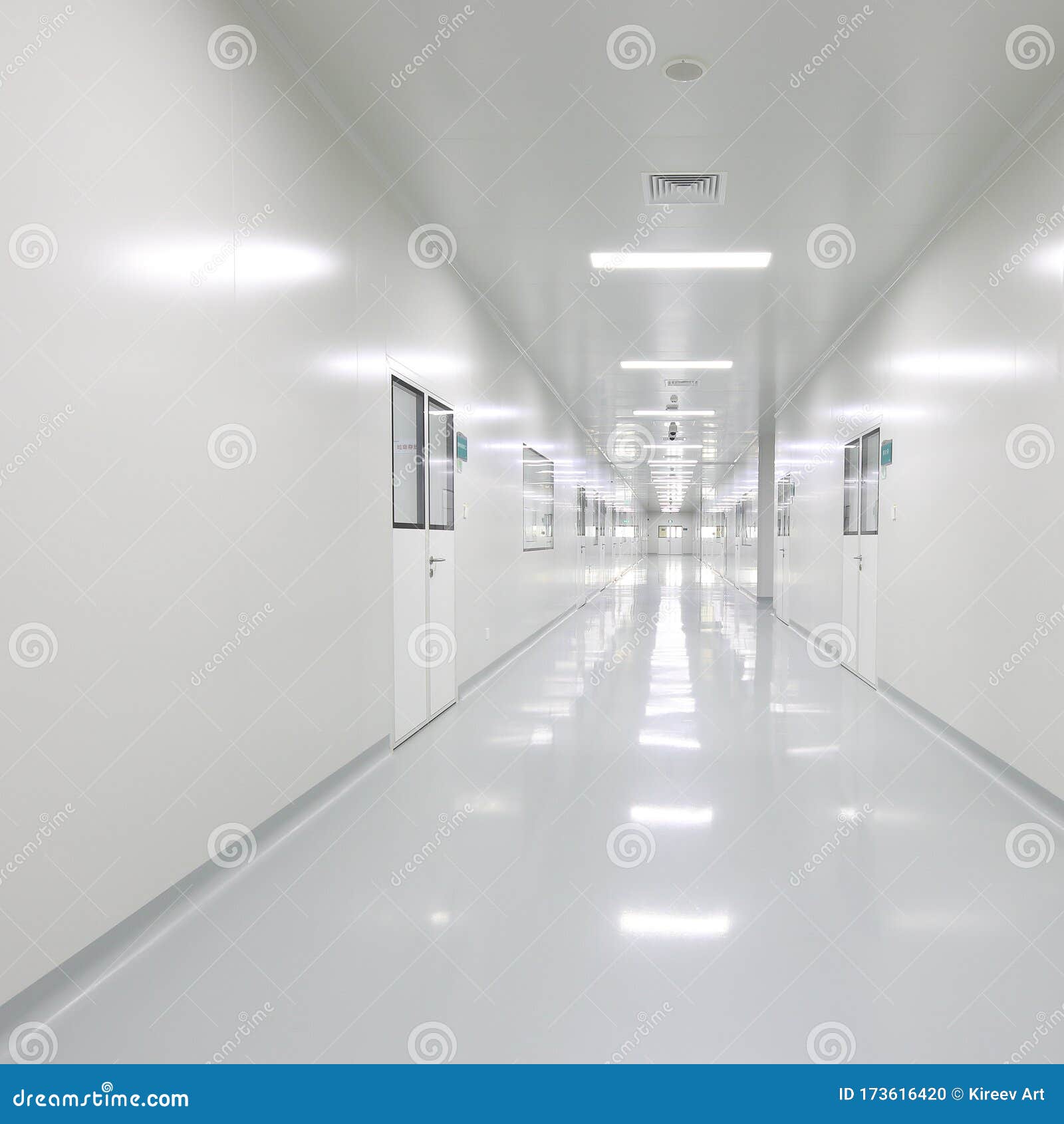 White Clean Empty Tunnel Corridor of Laboratory. Stock Photo - Image of ...
