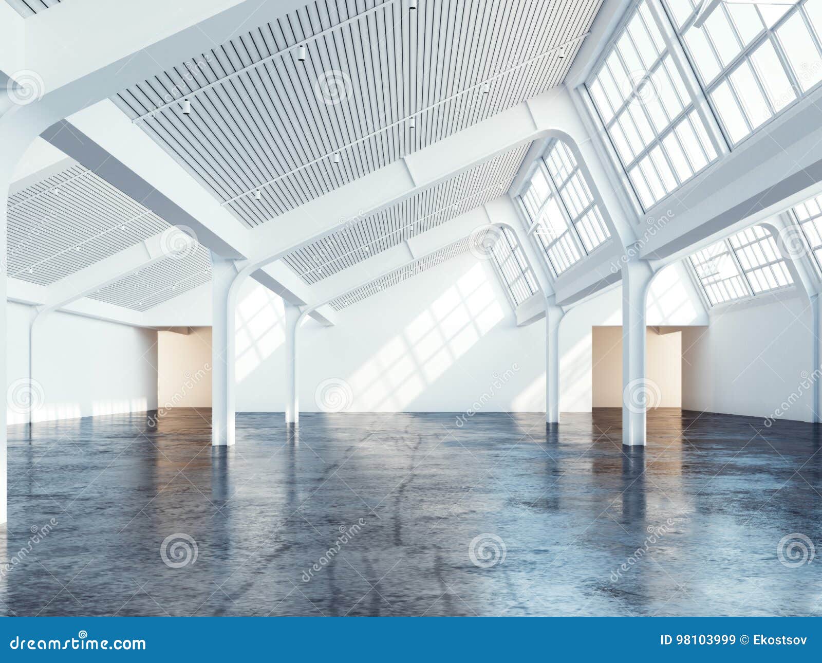 White Clean Industrial Interior. 3d Rendering Stock Illustration ...