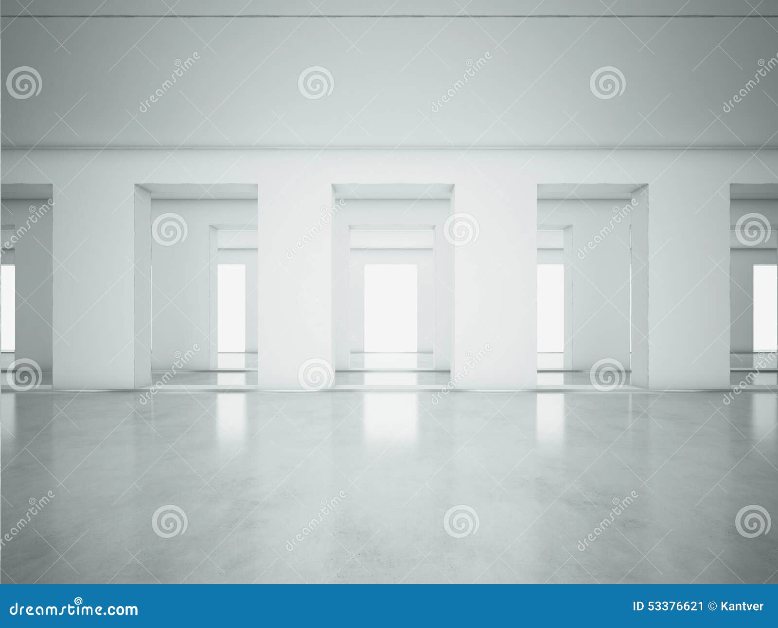 White Clean Open Space Interior. 3d Render Stock Illustration ...