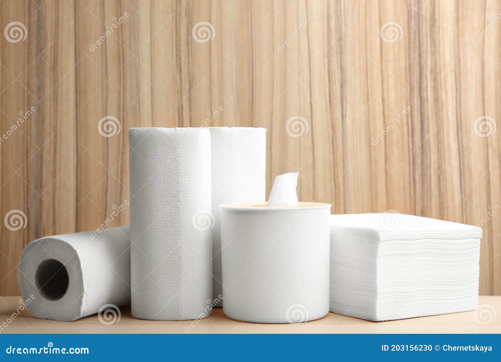 White Clean Paper Tissues on Wooden Table Stock Photo - Image of ...
