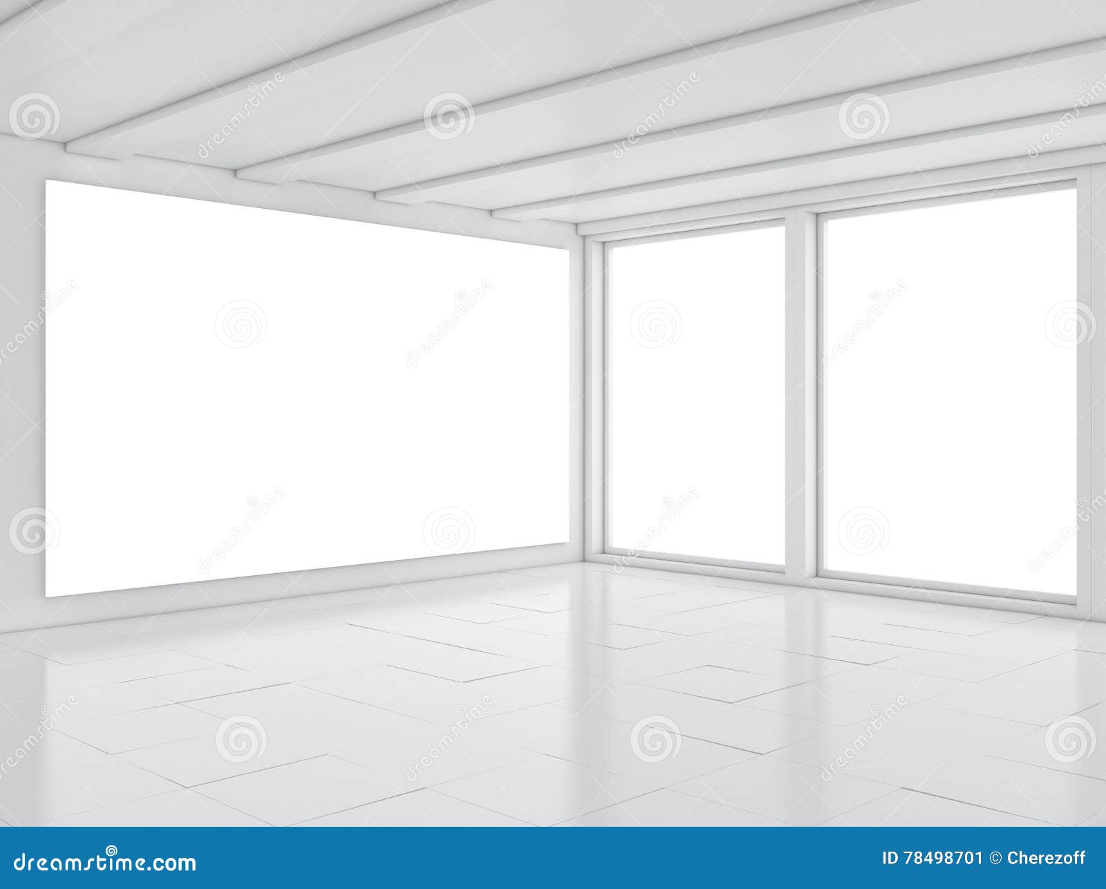 White Clean Room. 3D Illustration Stock Image - Image of clear ...