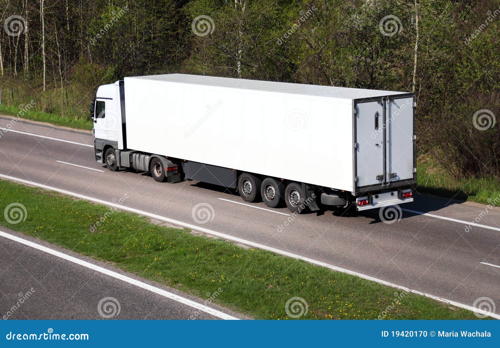 White Clean Truck on a Freeway Stock Photo - Image of advertising ...