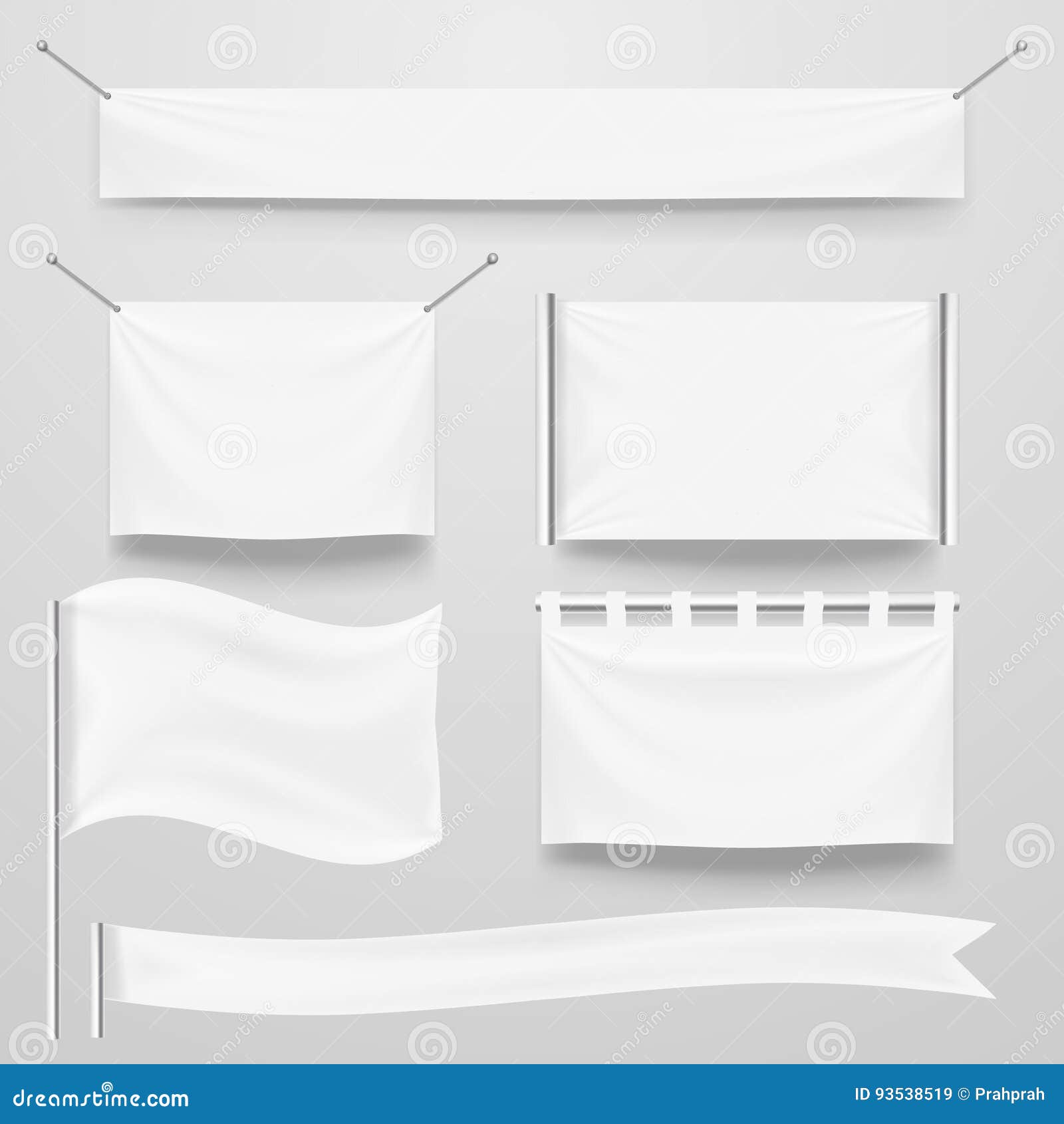 White Clear Textile Banner and Flags Template Set Stock Illustration ...
