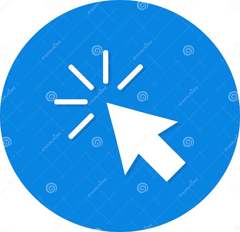 White Click Cursor Icon in Blue Circle. Flat Desing Vector Stock Vector ...