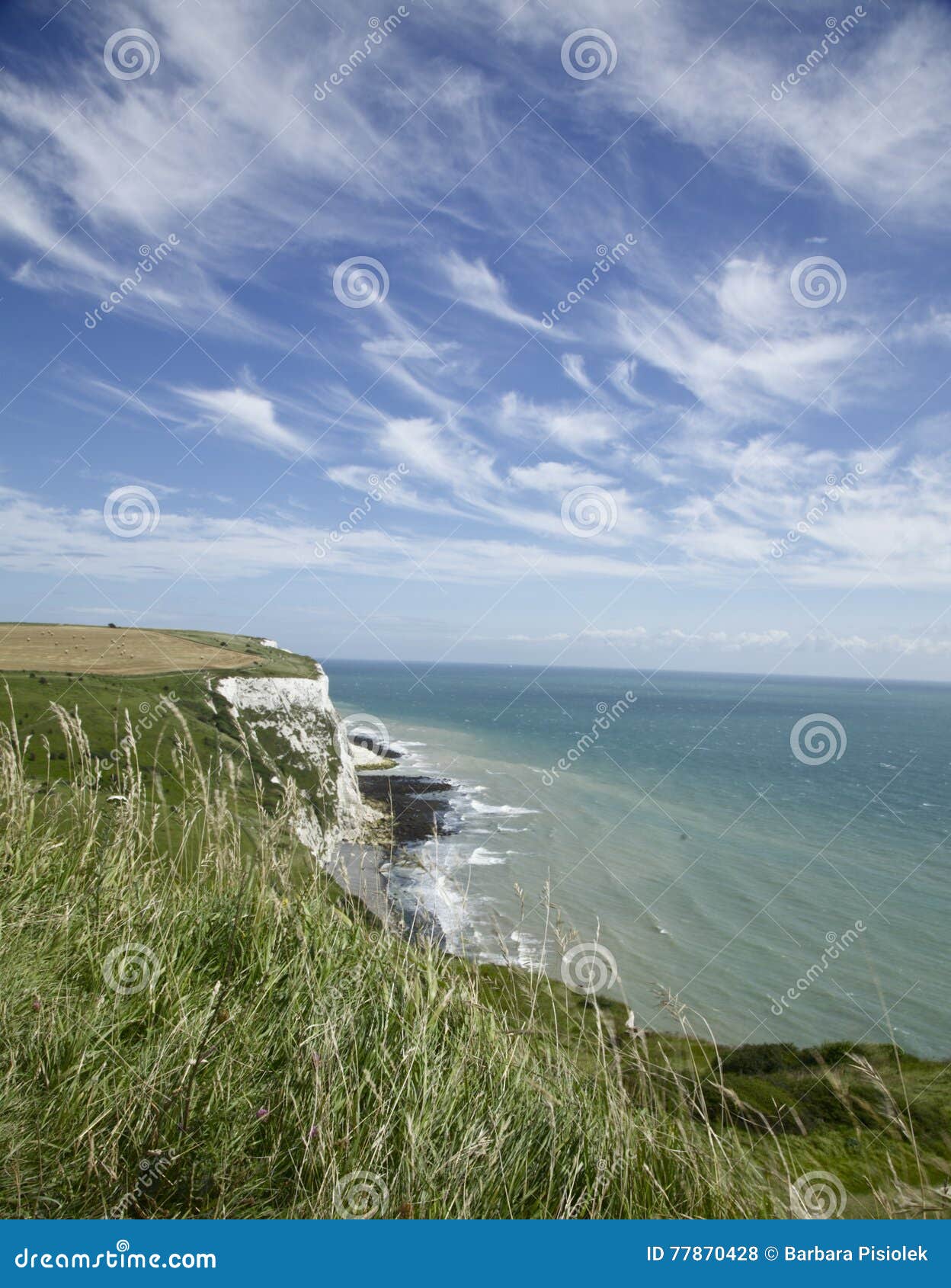 White Cliffs of Dover, Sea View. Stock Photo - Image of grass, dover ...