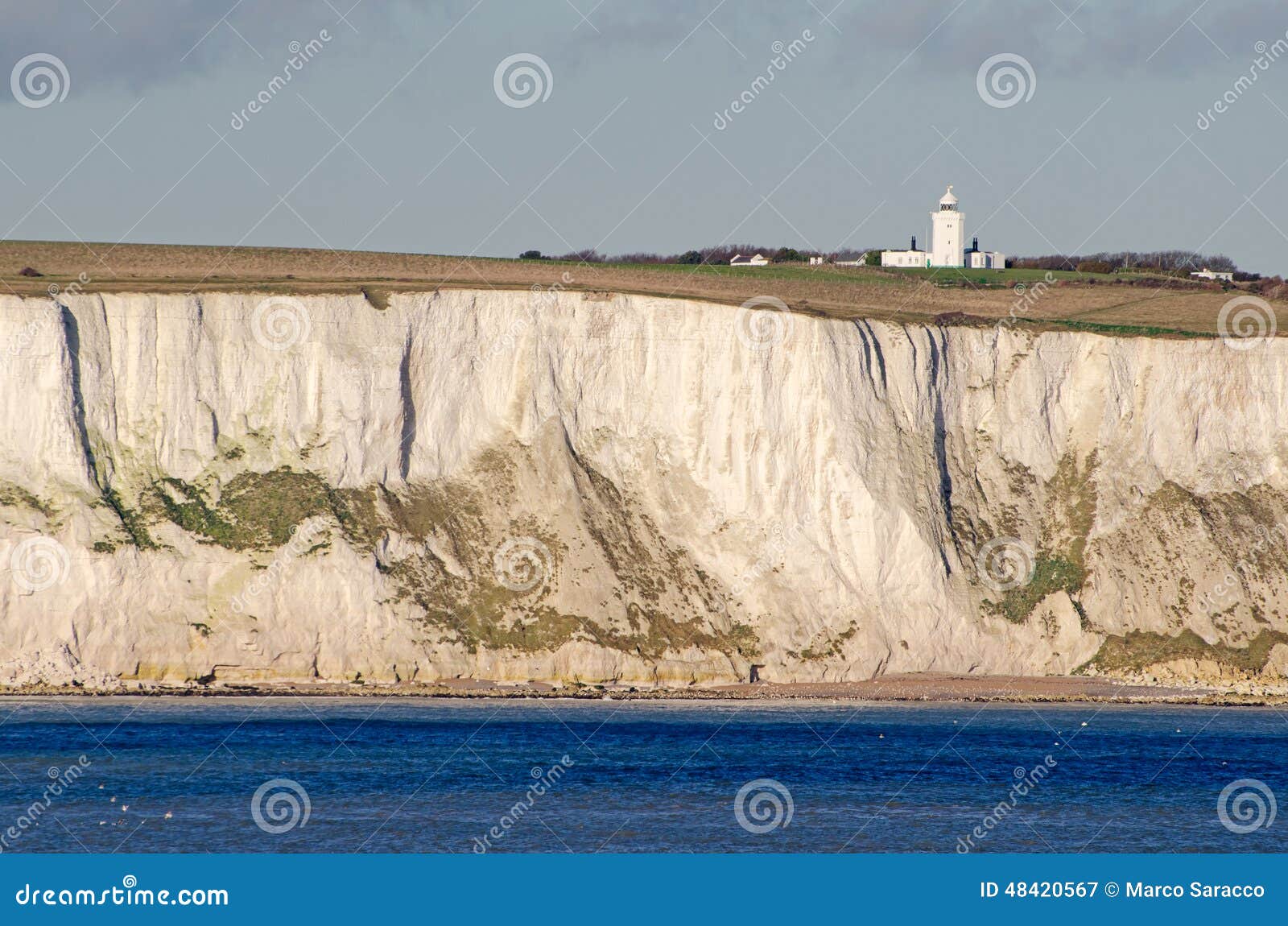 White Cliffs of Dover and South Foreland Lighthous Stock Image - Image ...
