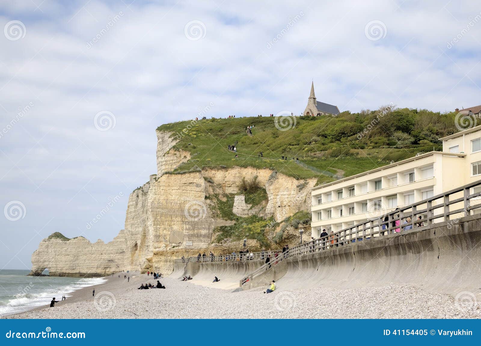 White Cliffs of Etretat. France Stock Image - Image of pebble ...