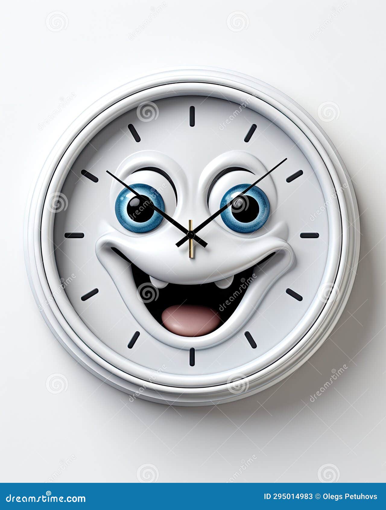 A White Clock with a Face with Blue Eyes and a Smile. Generative Ai ...
