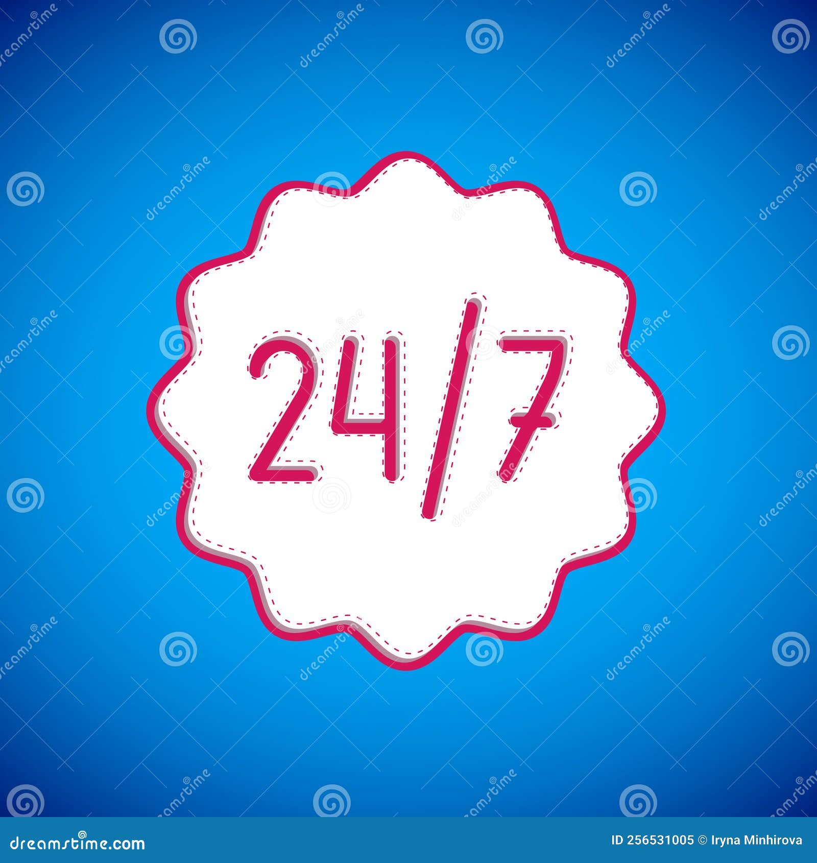 White Clock 24 Hours Icon Isolated on Blue Background. All Day Cyclic ...