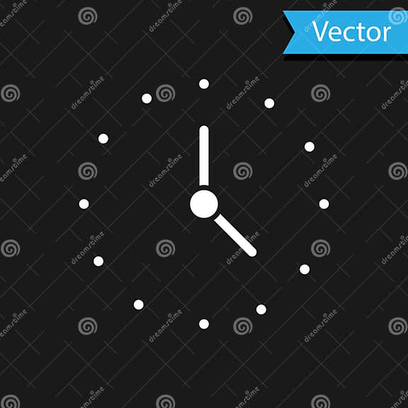 White Clock Icon Isolated on Black Background. Time Symbol Stock Vector ...