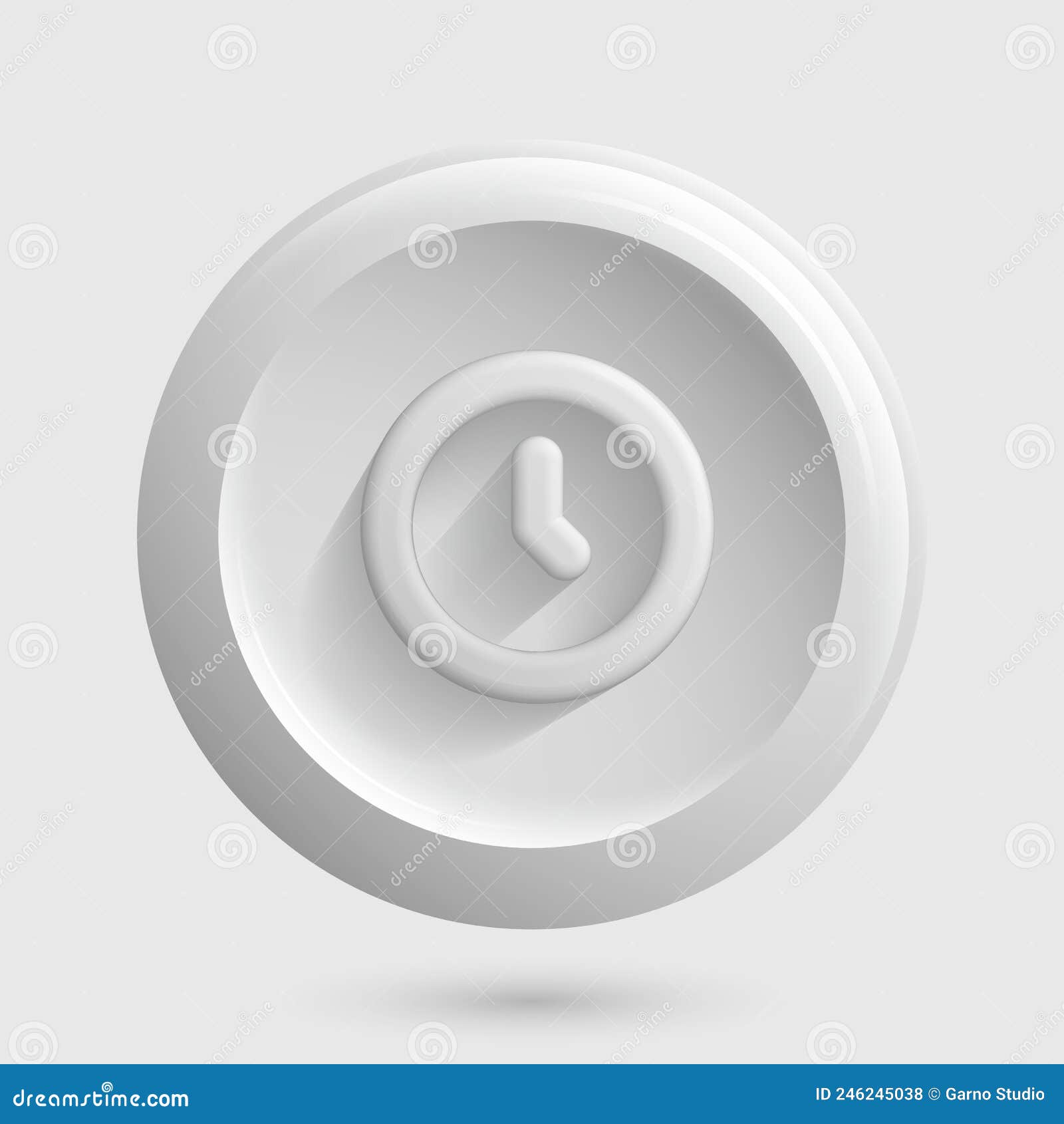 White Clock Icon. Isolated 3D Round App Button Stock Vector ...