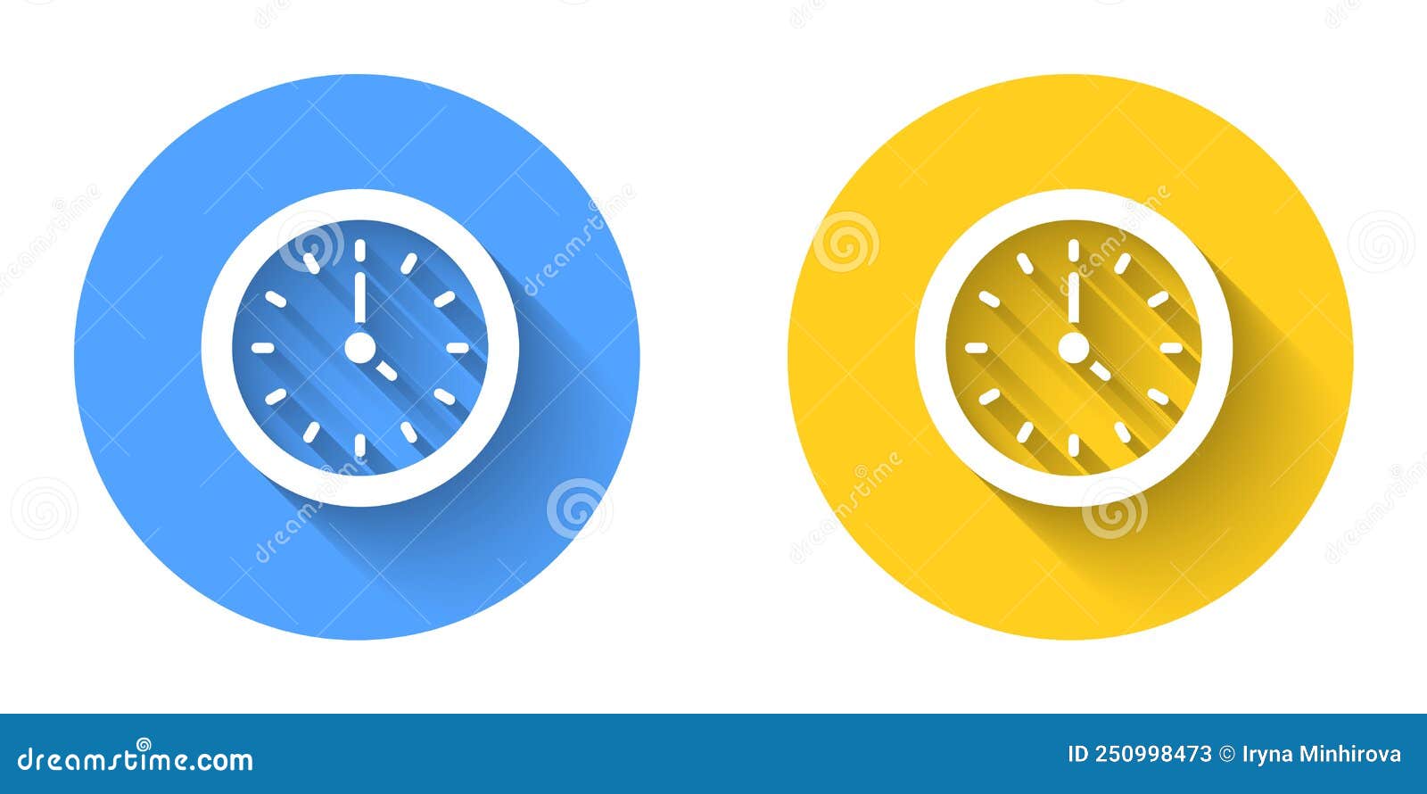 White Clock Icon Isolated with Long Shadow Background. Time Symbol ...