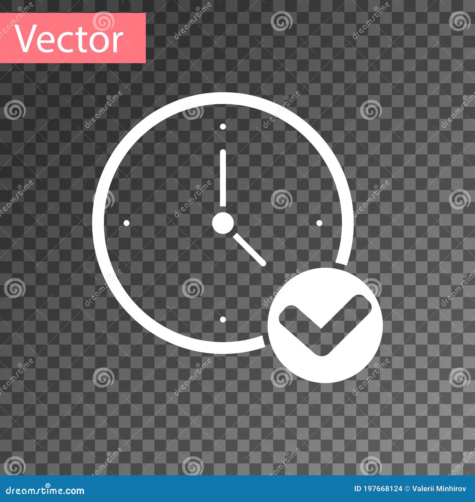 White Clock Icon Isolated on Transparent Background. Time Symbol Stock ...