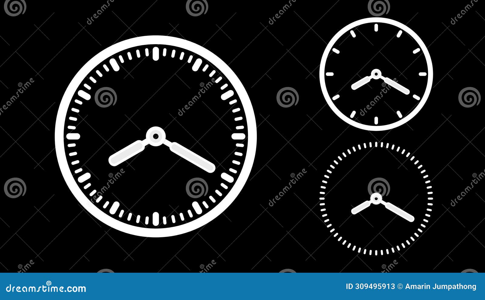 White Clock, Minimal Style. with Black Background Stock Illustration ...