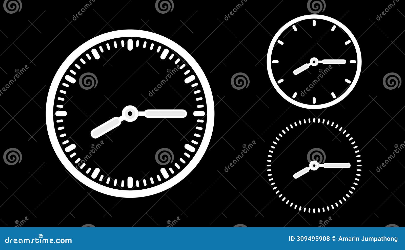 White Clock, Minimal Style. with Black Background Stock Illustration ...