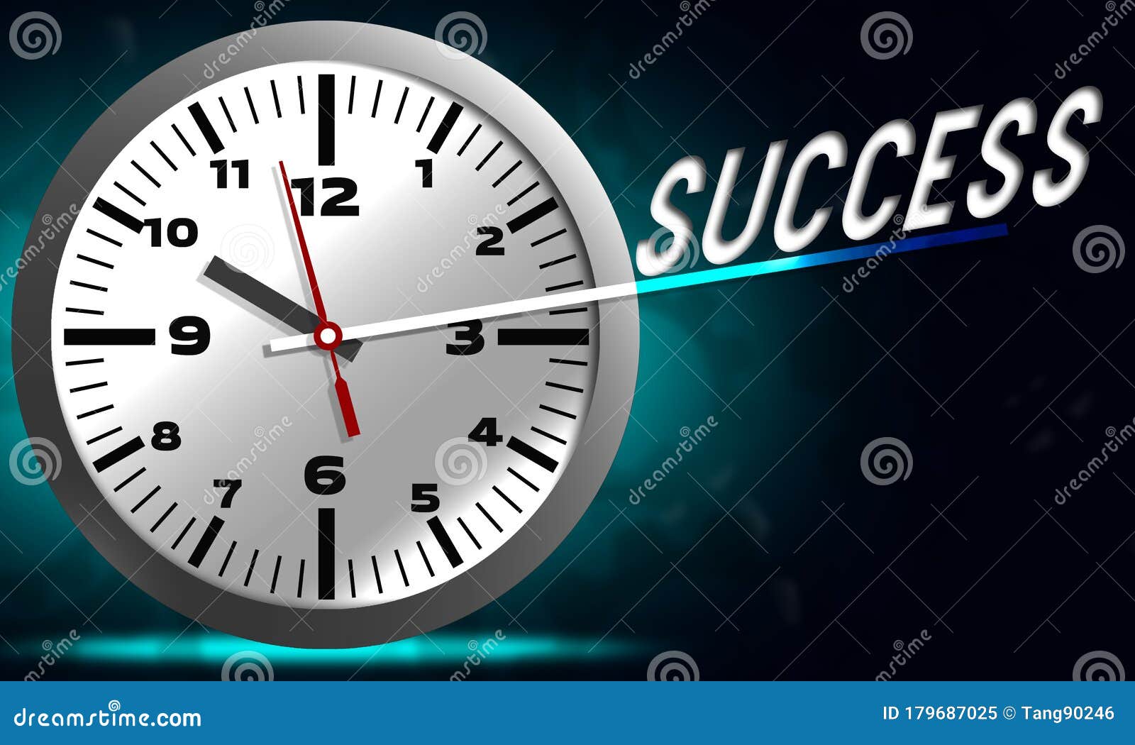 White Clock with Words Success Stock Illustration - Illustration of ...