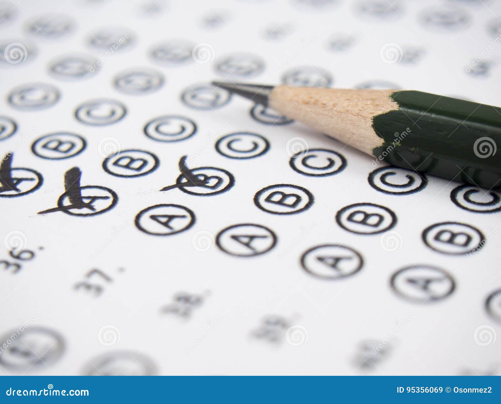 White Close Up Answer Sheet Stock Image - Image of form, choice: 95356069