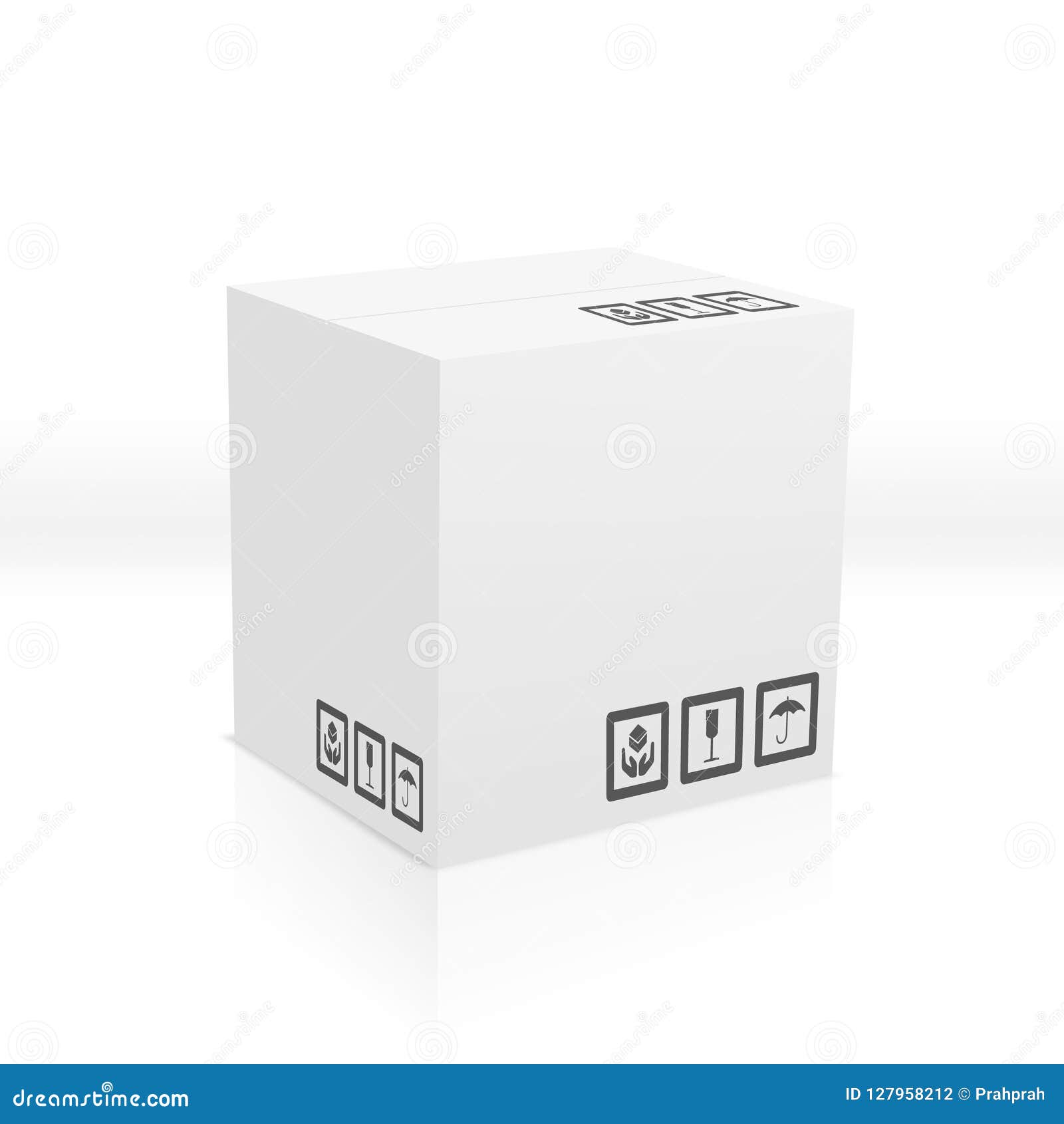 White Closed Carton Packing Box with Signs on Side Stock Vector ...