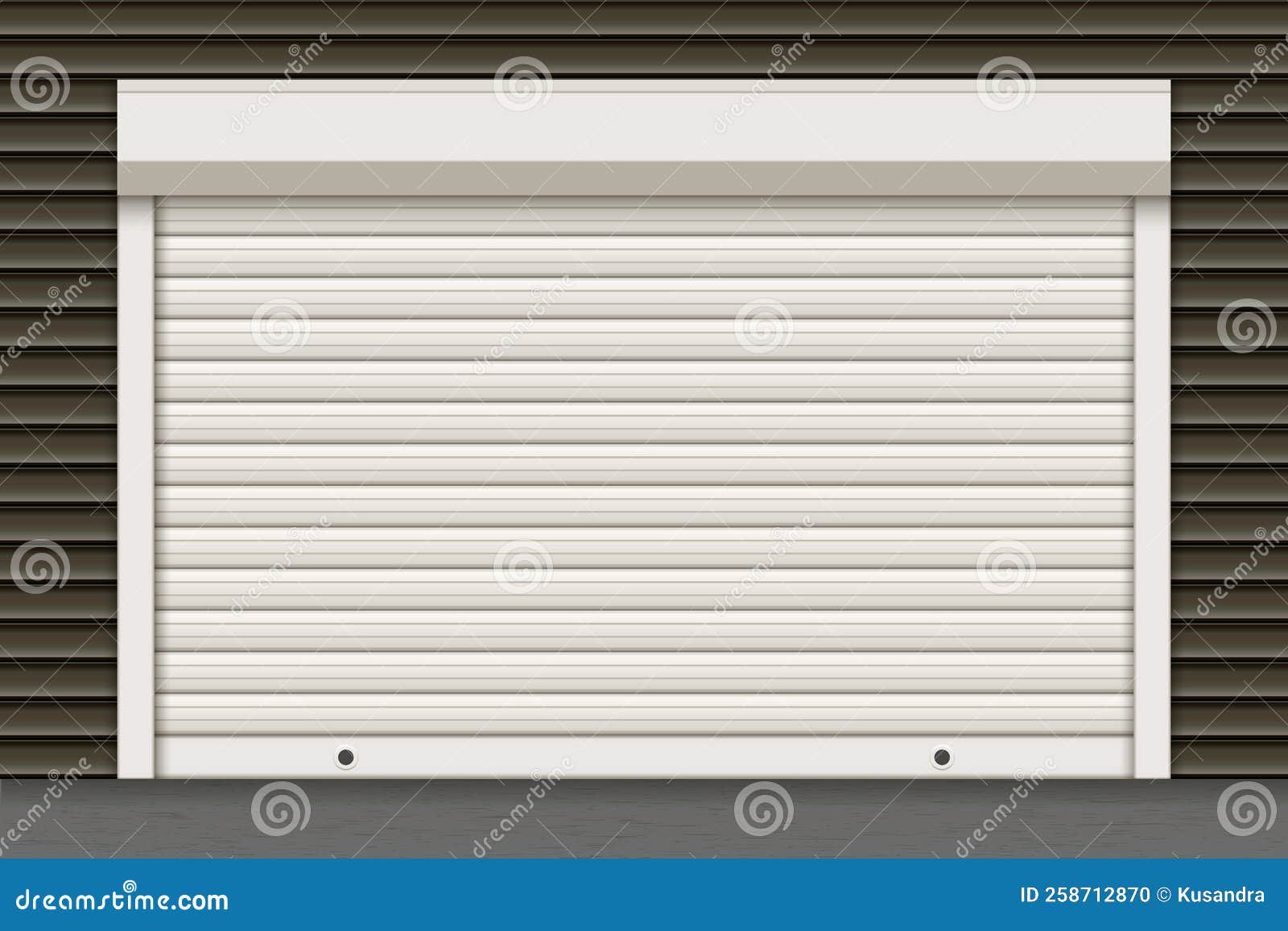White Closed Roller Garage Shutter Door with Realistic Texture on the ...