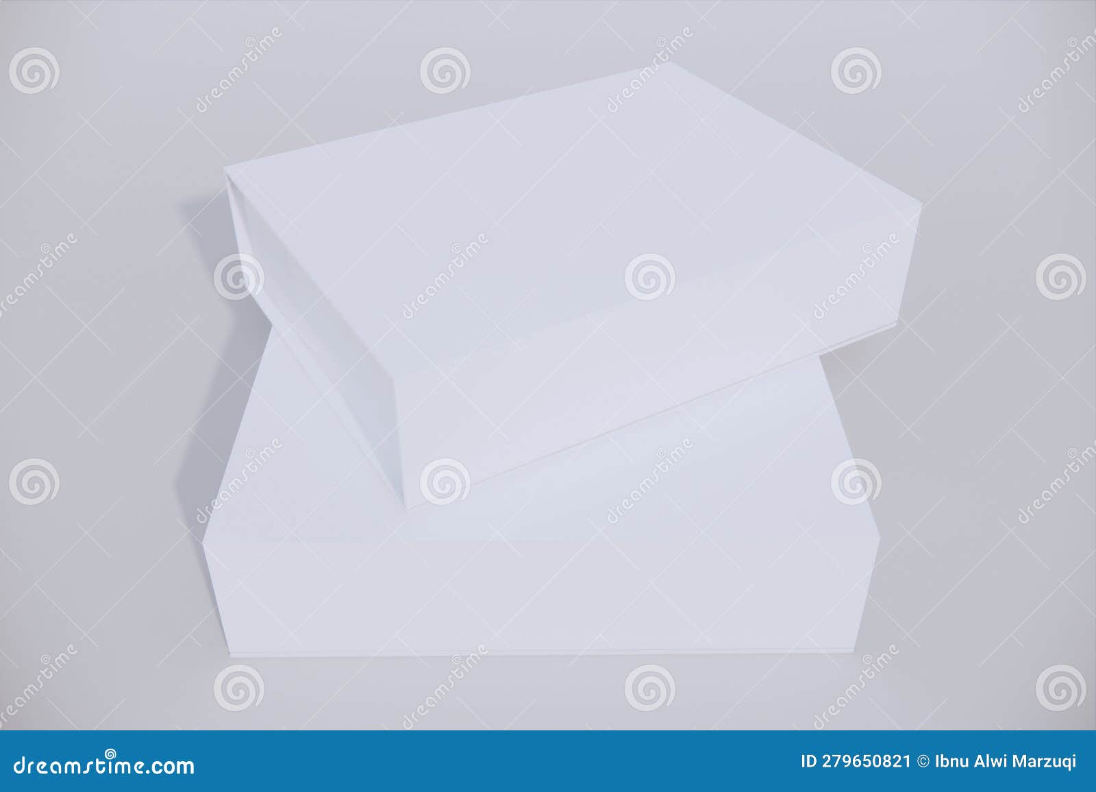 White Closed Square Folding Gift Box Mock Up on White Background. Side ...