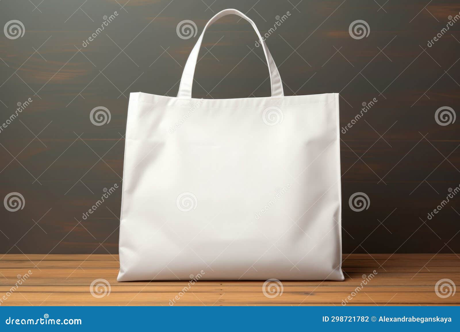 A White Cloth Bag Stands on a Wooden Table Stock Illustration ...