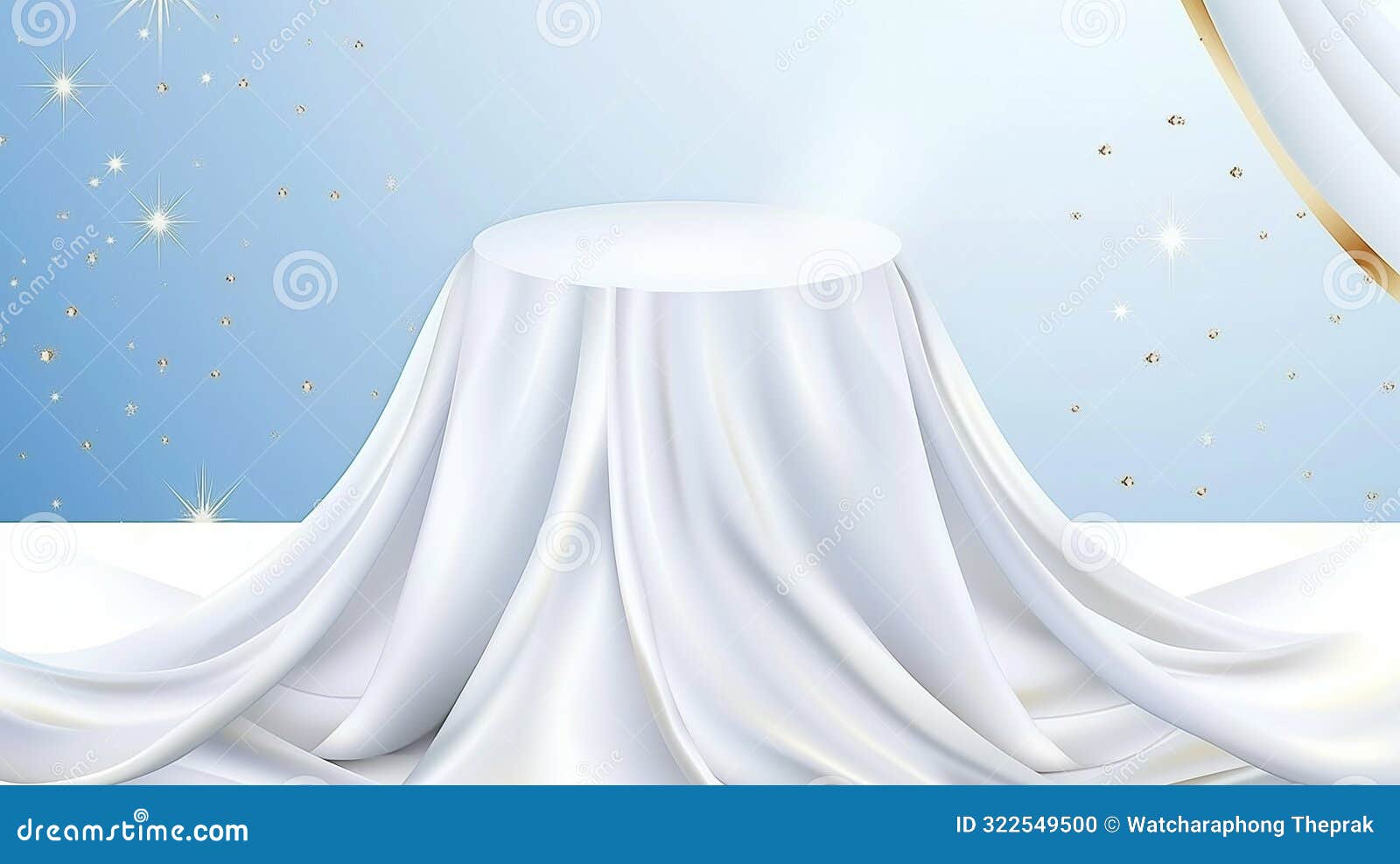 White Cloth Covers Round Podium, Stage Stock Illustration ...