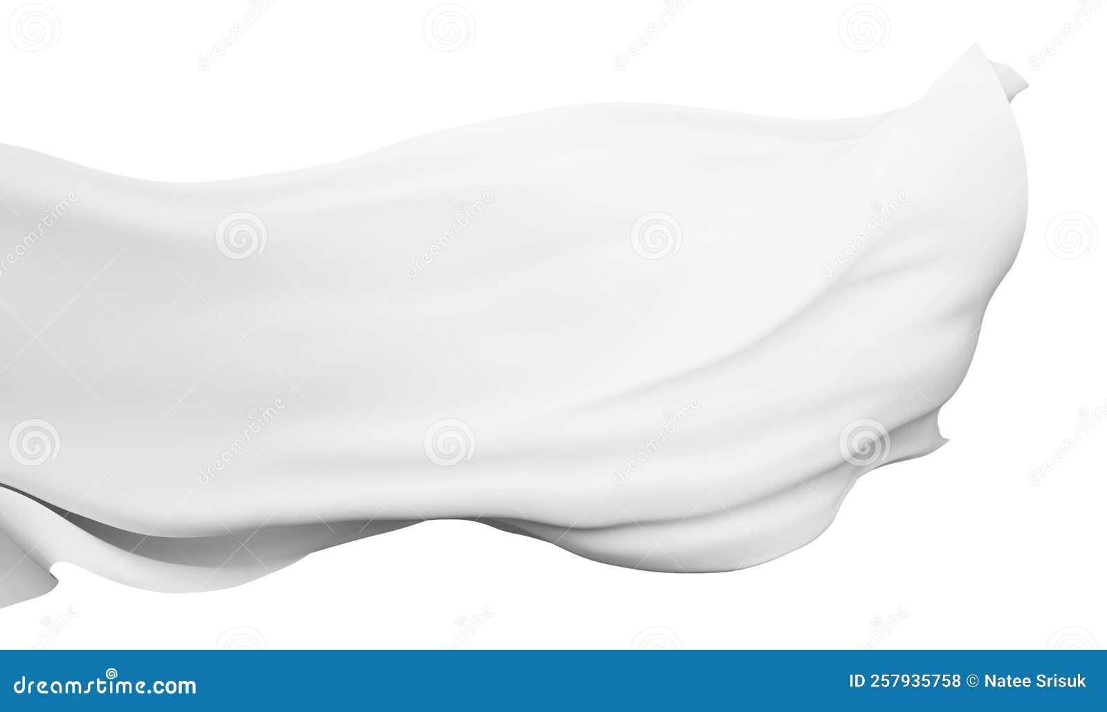 White Cloth Flying in the Wind Isolated on White Background 3D Render ...