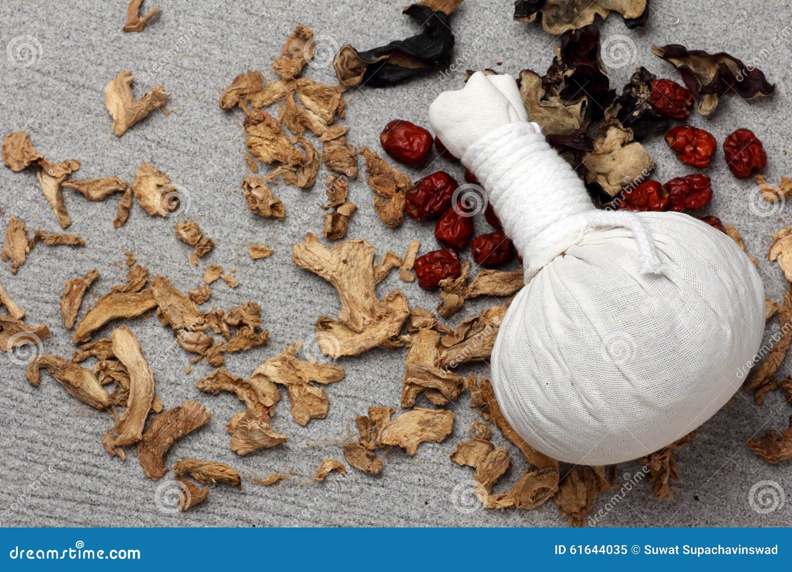 White Cloth Herbal Compress Ball Stock Image - Image of pampering ...