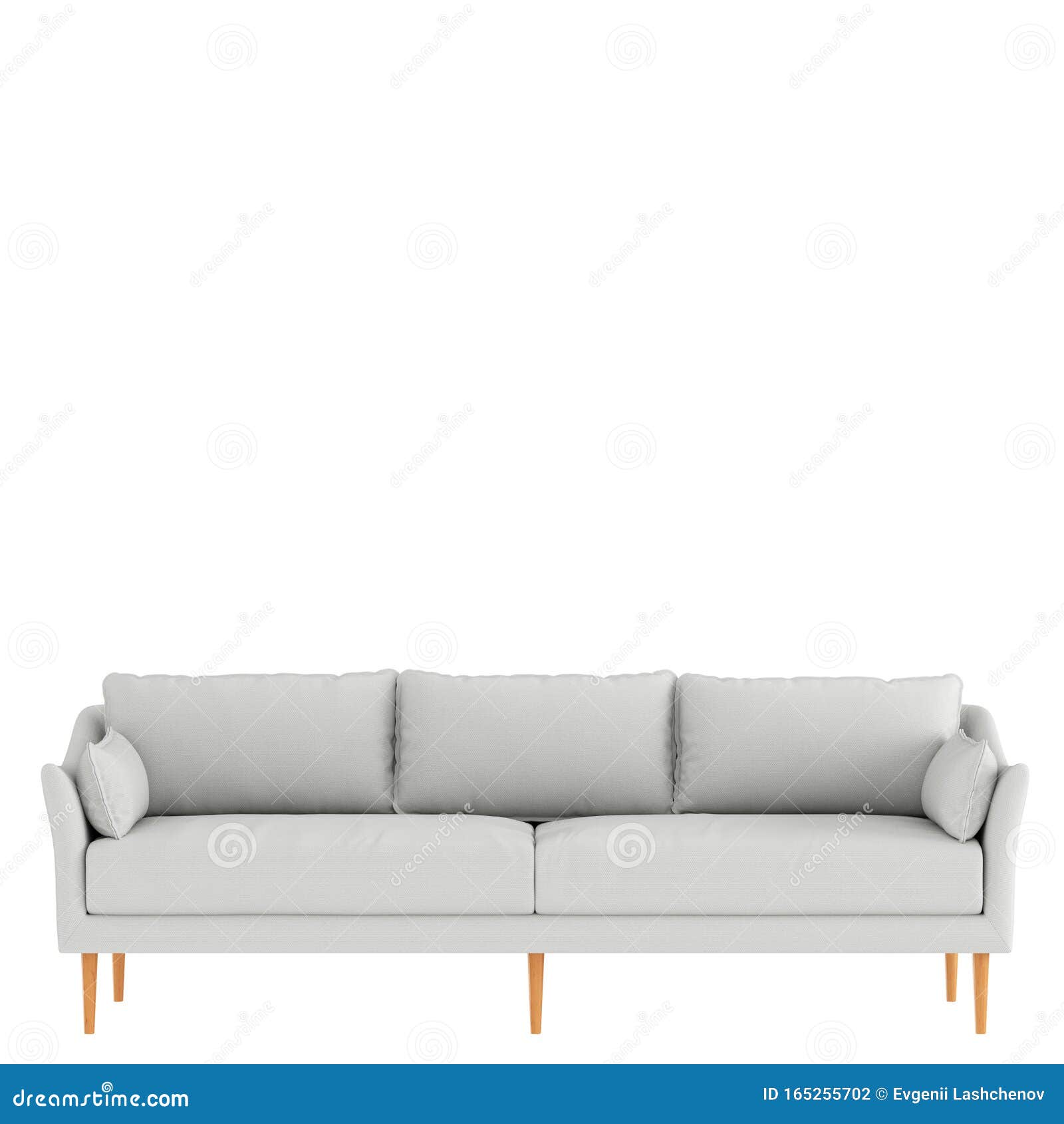 White Cloth Sofa Front View on an Isolated Background. 3d Rendering ...