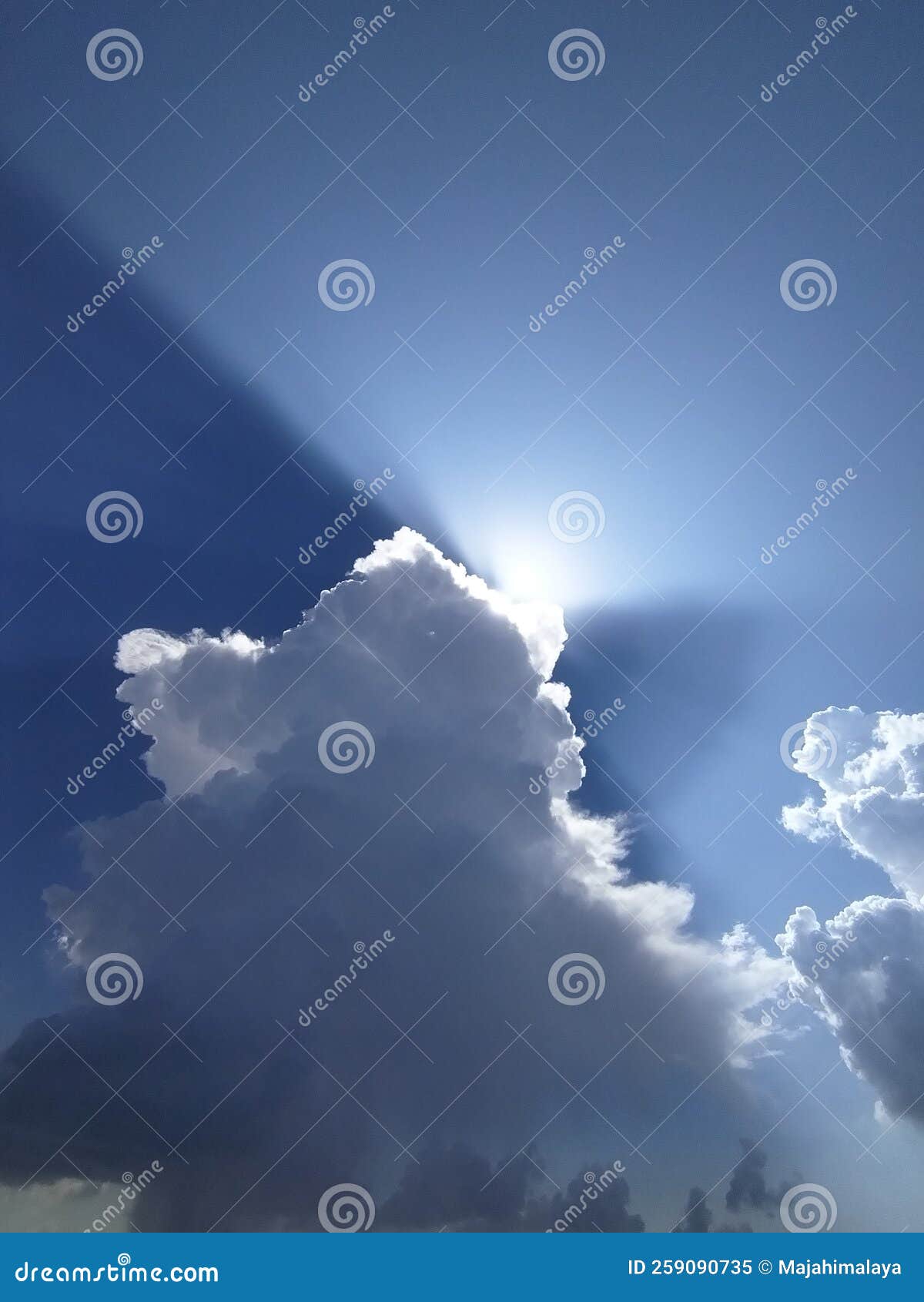 White Cloud on Blue Sky. Cloudscape in Blue Sky. Sun Behind a Cloud ...