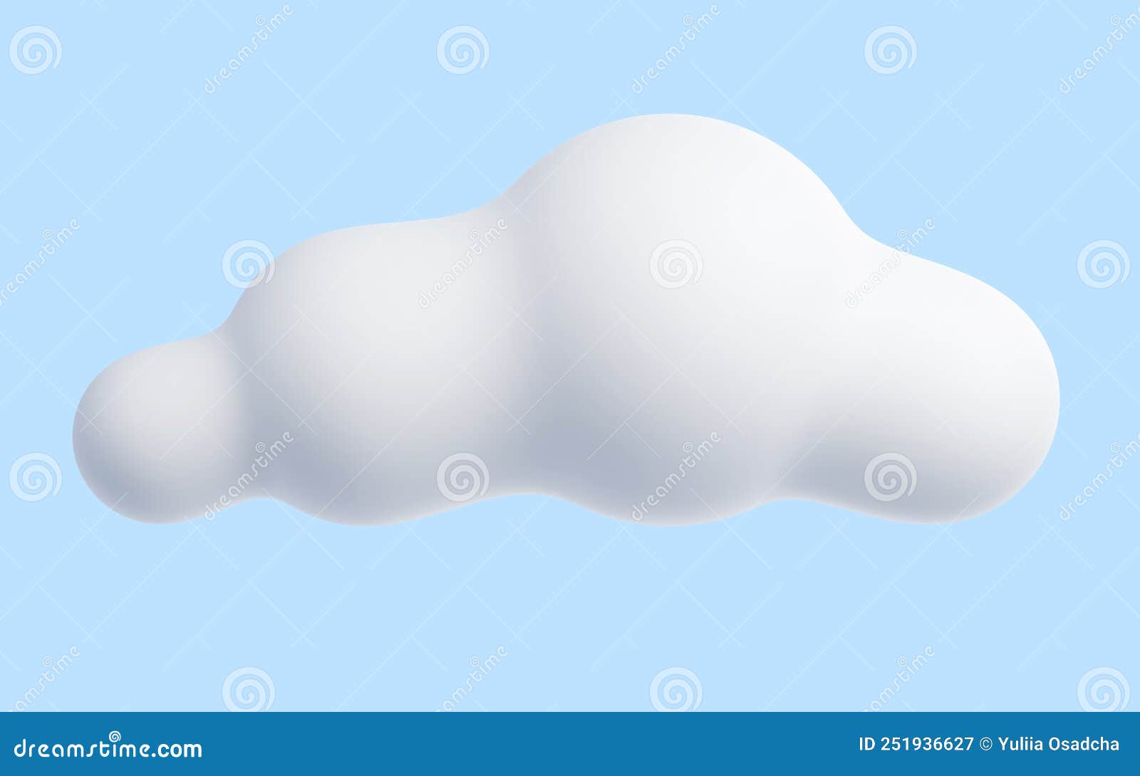 White Cloud Cartoon 3d Render - Soft Fluffy Round-shaped Clouds on Blue ...