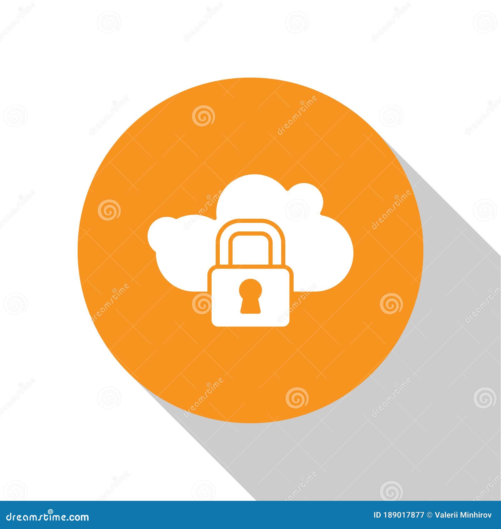 White Cloud Computing Lock Icon Isolated on White Background. Security, Safety, Protection ...