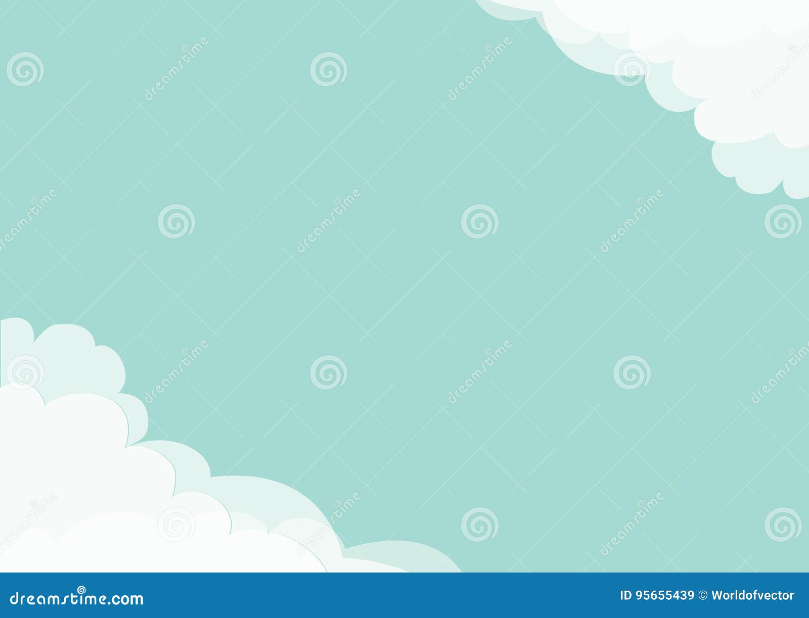 White Cloud in Corners Frame Template. Blue Sky. Fluffy Cloudshape ...