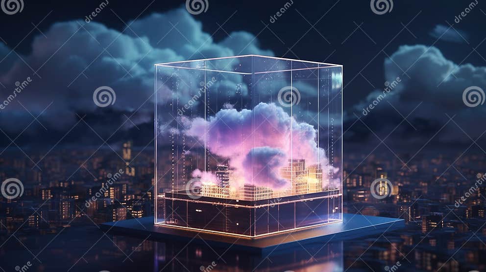 Cloud Computing Technology Concept. Generative Ai Illustration Stock ...