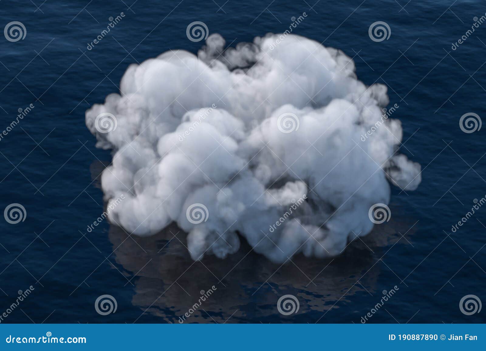 White Cloud Float Over the Sea, 3d Rendering Stock Illustration ...