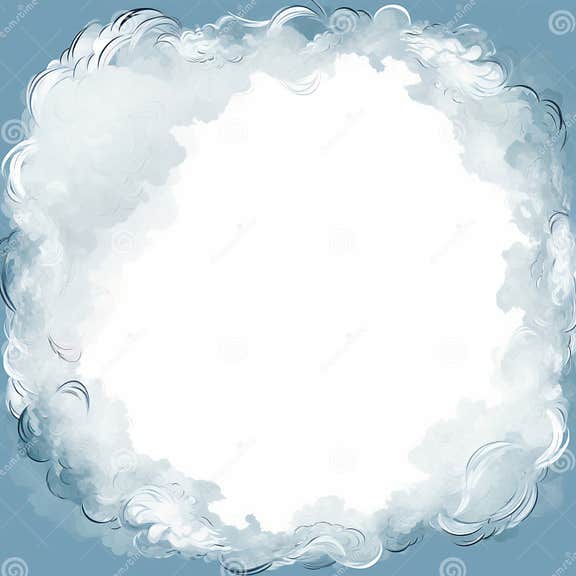 A White Cloud Frame on a Blue Background Stock Illustration ...