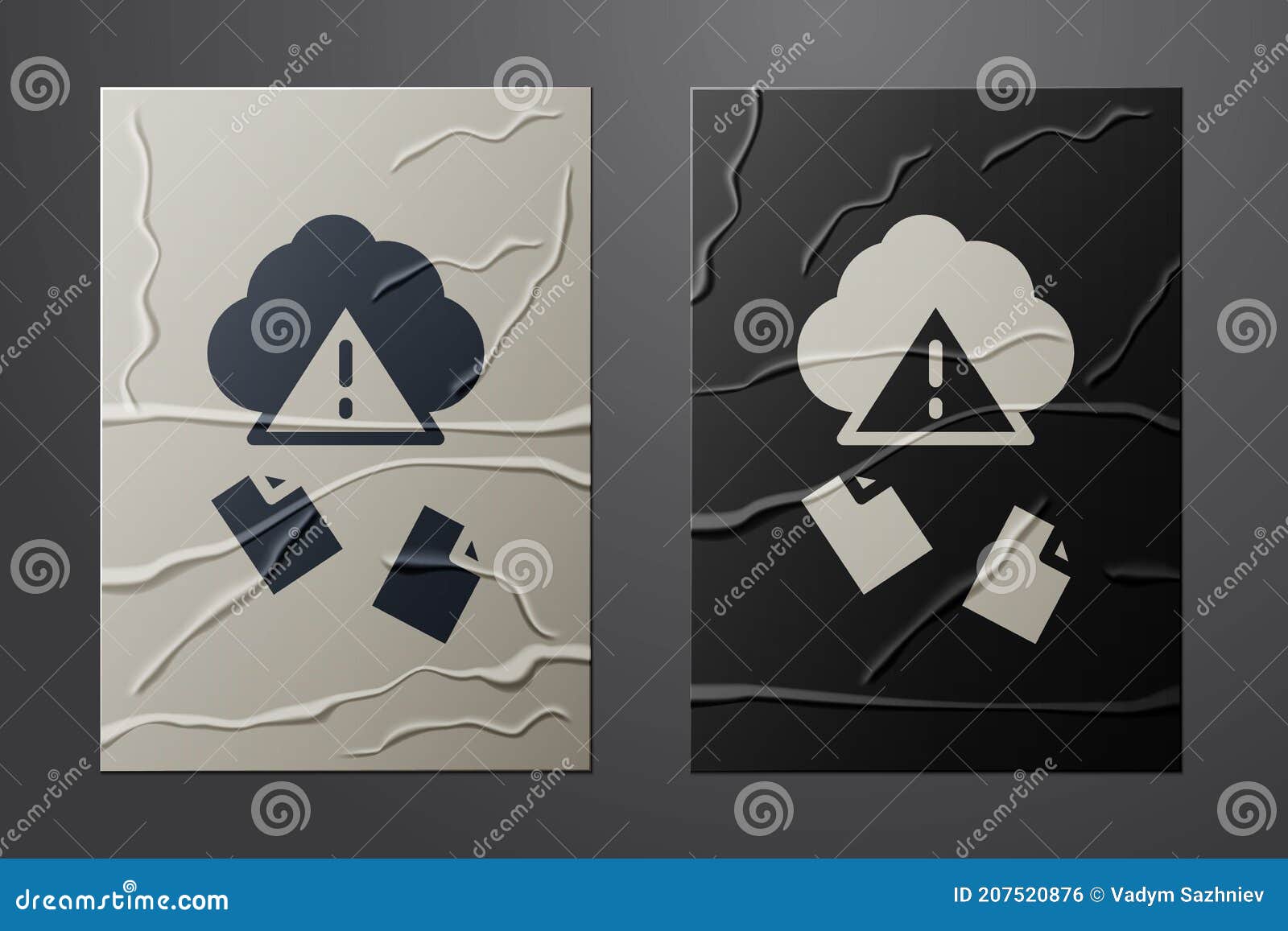 White Cloud Hacking Icon Isolated on Crumpled Paper Background. Cloud ...