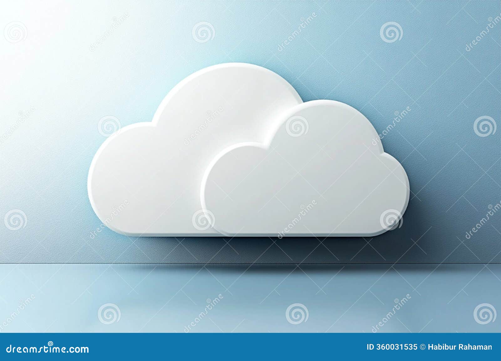 White Cloud Icon Minimalist Design Digital Art Blue Background Simple ...