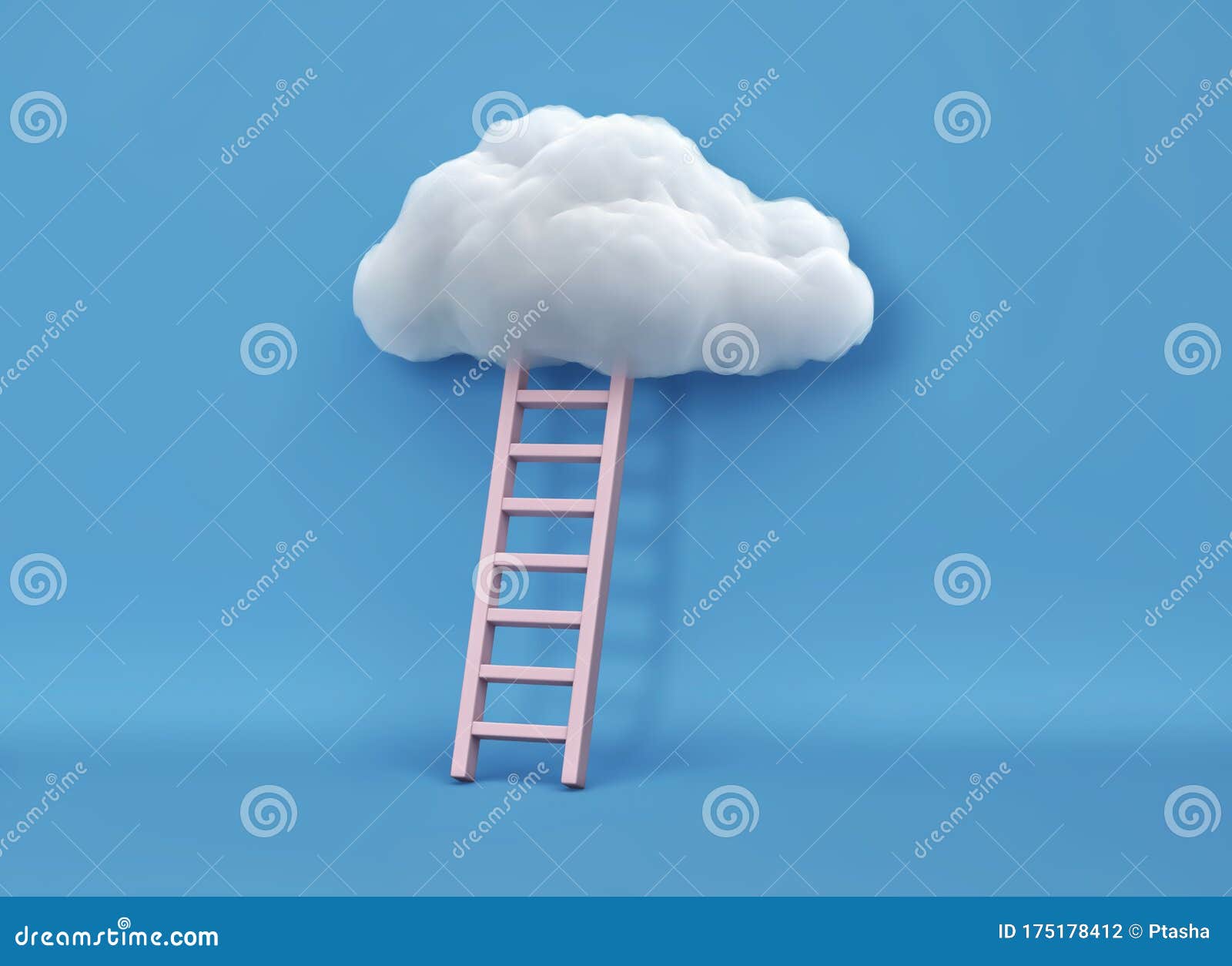 White Cloud and Ladder on Blue Background Stock Illustration ...