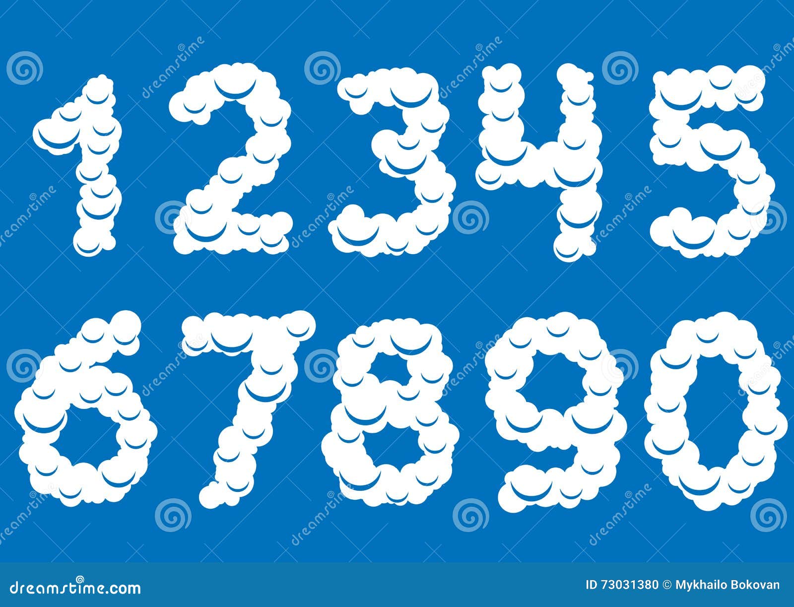 White cloud numbers stock vector. Illustration of cloud - 73031380