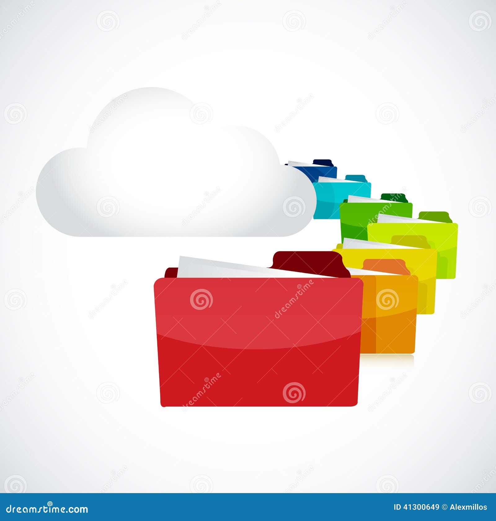 White Cloud and Set of Folders. Illustration Stock Illustration ...