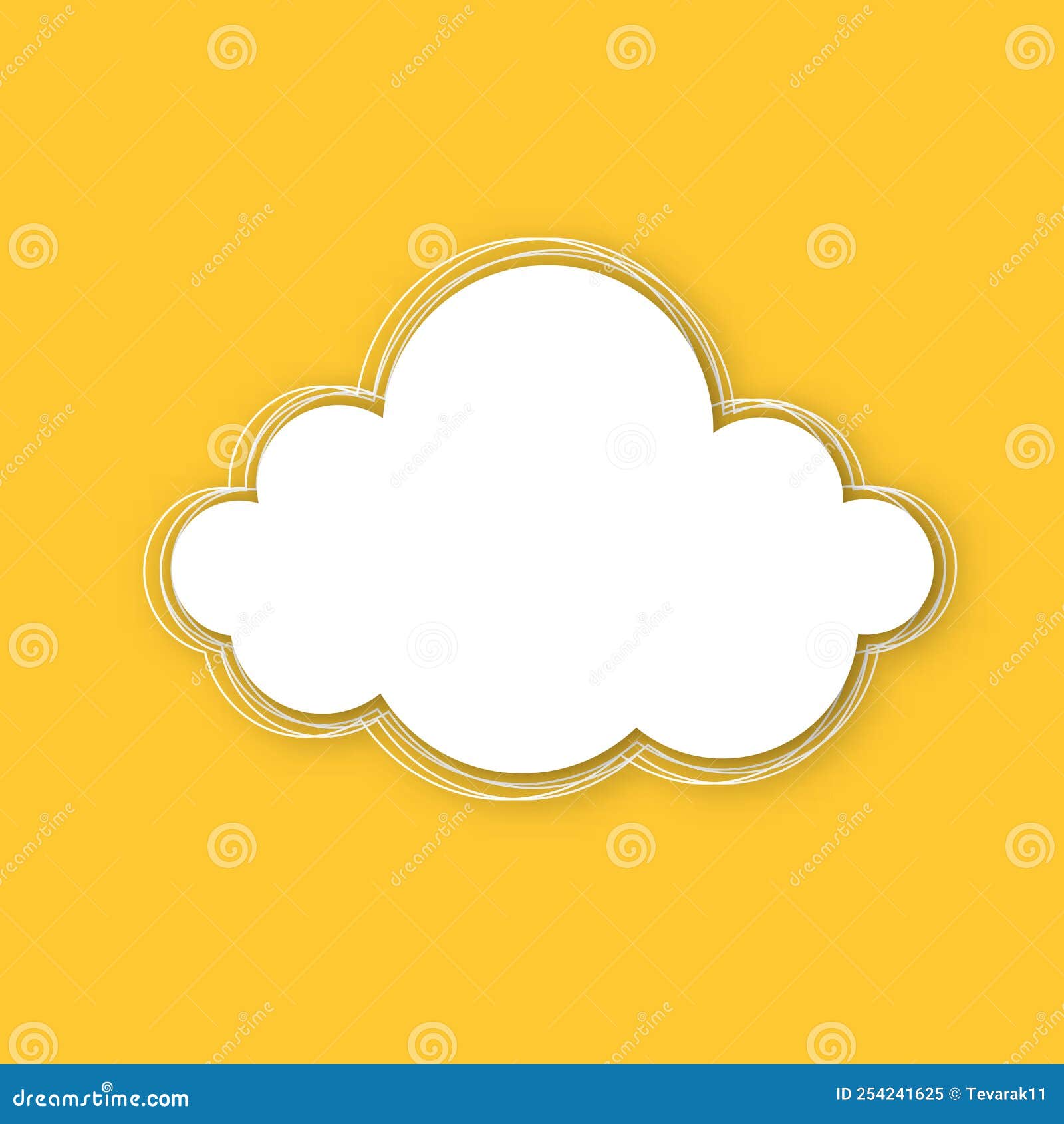 White Cloud Sticker Isolated on Yellow Speech Bubble. Vector ...