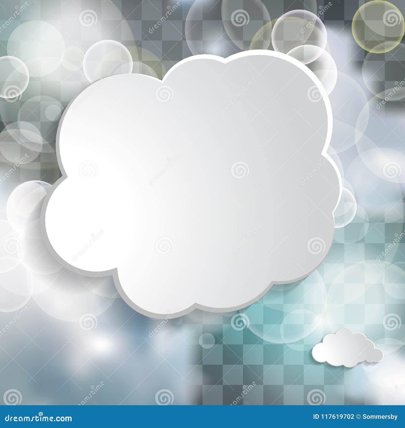 Cloud Text Box in the Blue Sky with Twinkle Lights on the Stock Vector ...