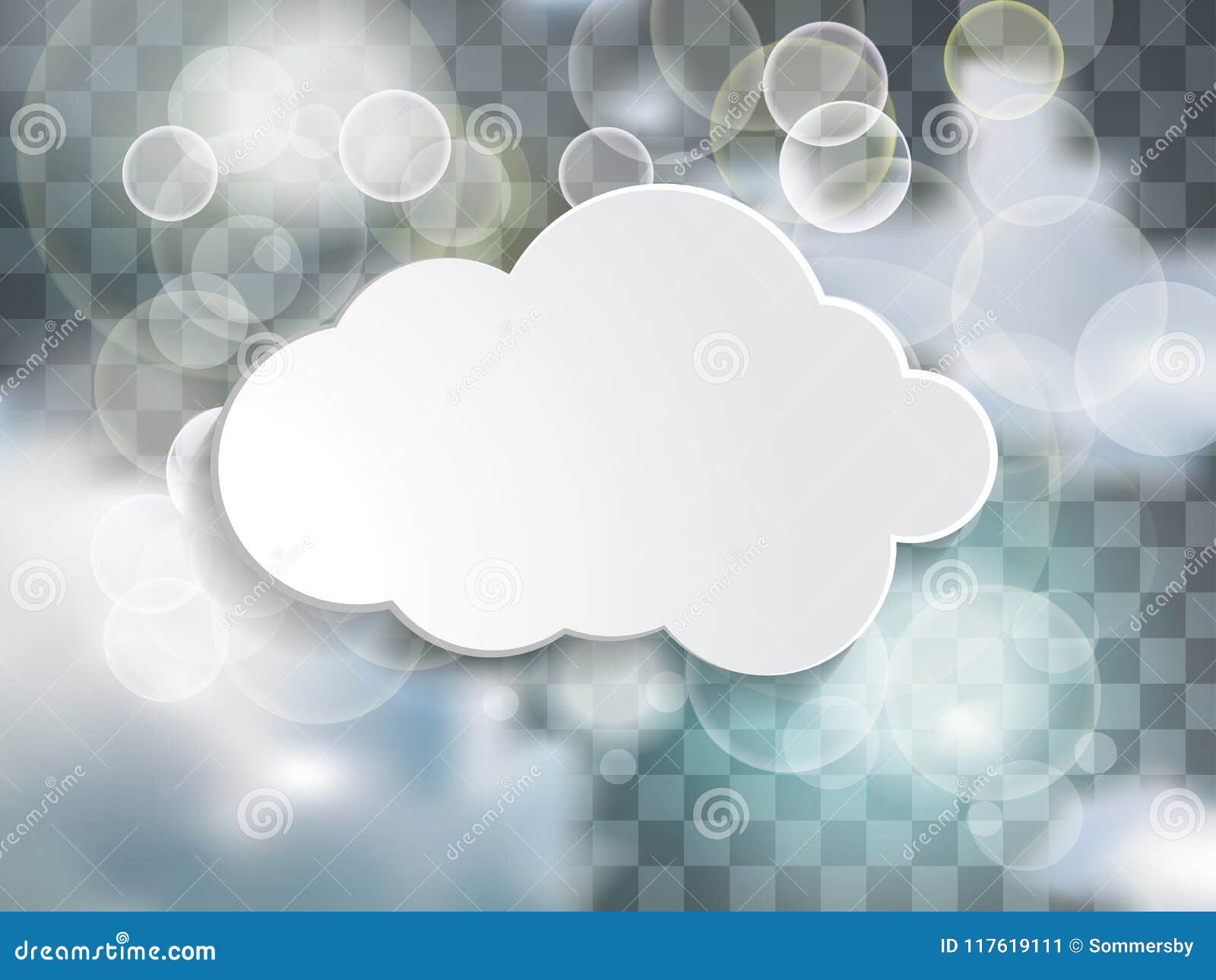 White Cloud Text Box in the Blue Sky with Twinkle Lights on the Stock ...