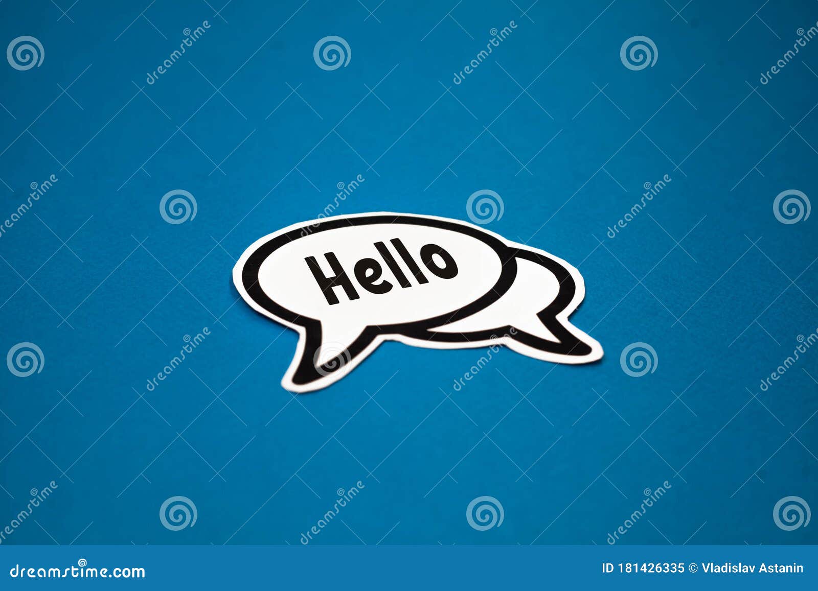 White Cloud with the Words Hello on a Blue Background Stock Image ...