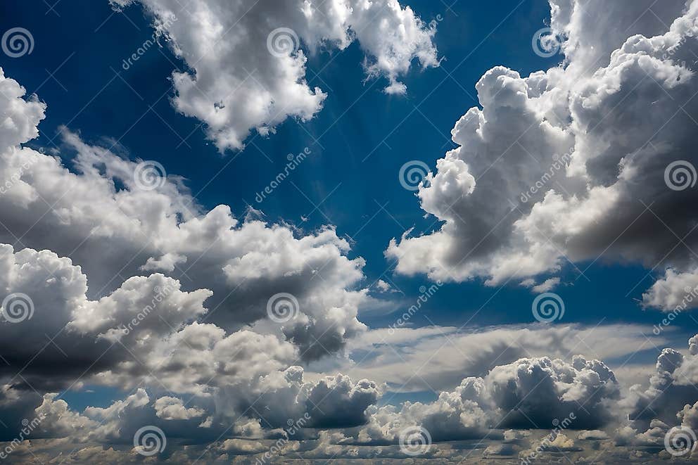 White Clouds Abstract Wallpaper with Bright Blue Sky Stock Illustration ...