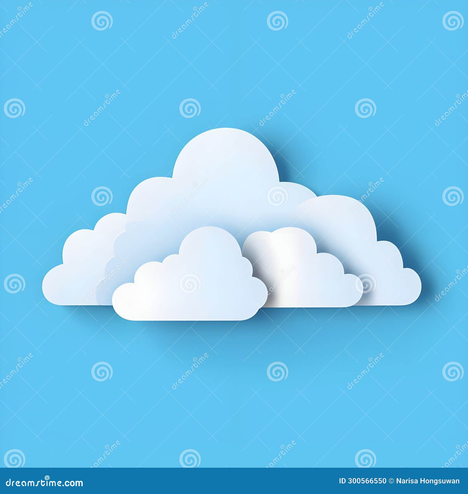 White Clouds on Blue Sky Background. Vector Paper Clouds. White Cloud ...
