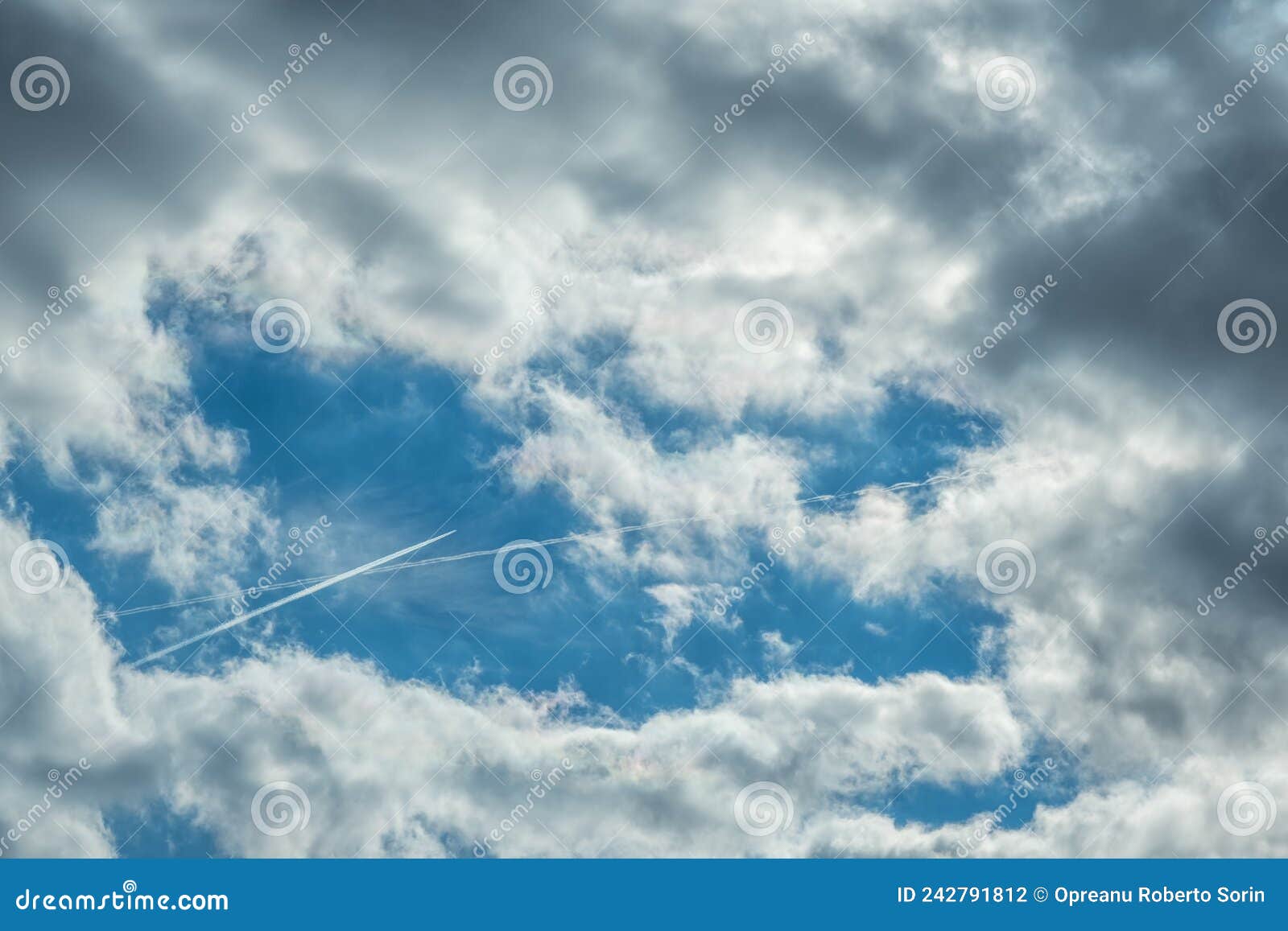 The Blue Sky with Jet Plane Stock Photo - Image of speed, space: 242791812
