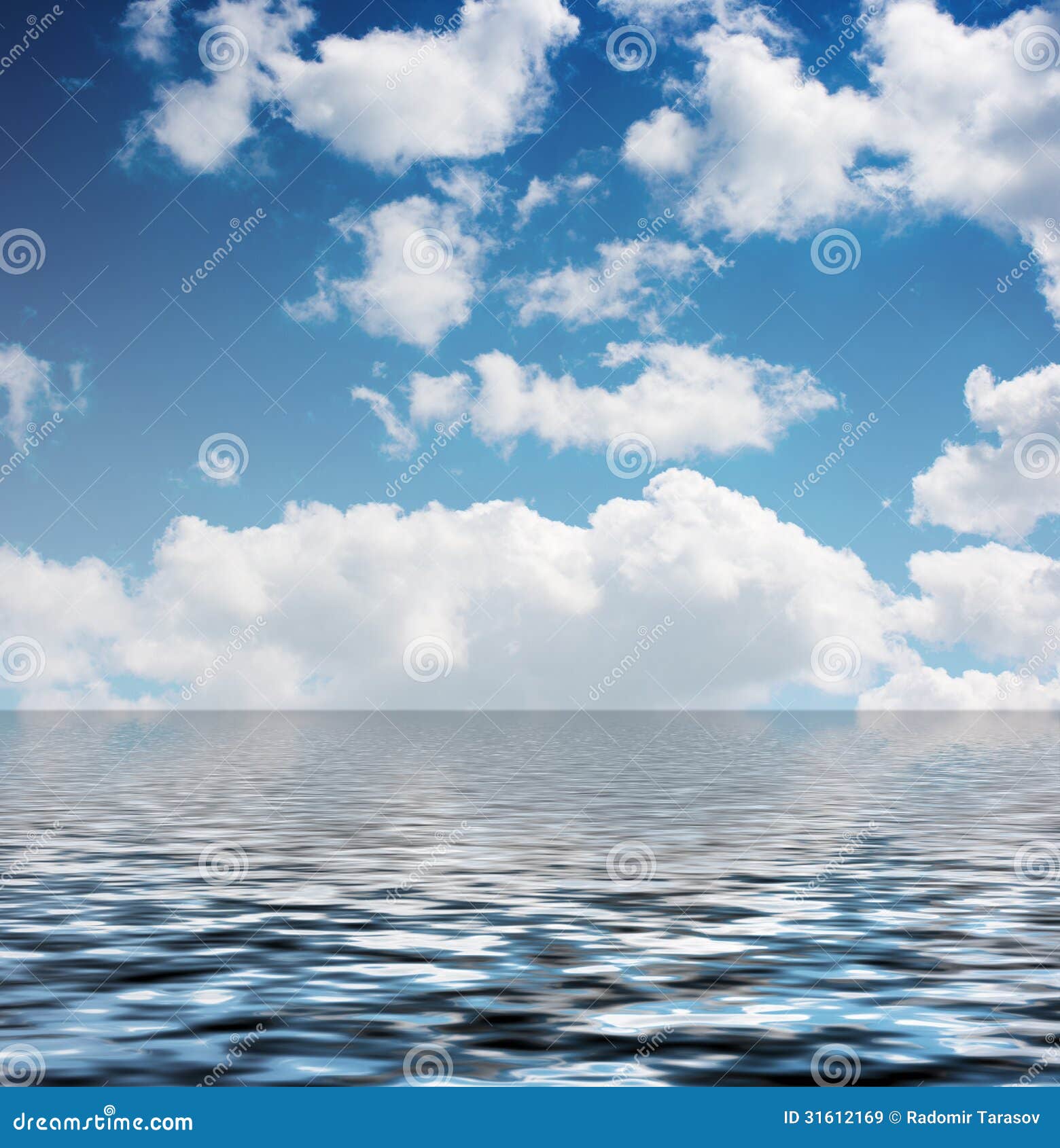 White Clouds in the Blue Sky Reflected in the Water Stock Image - Image ...