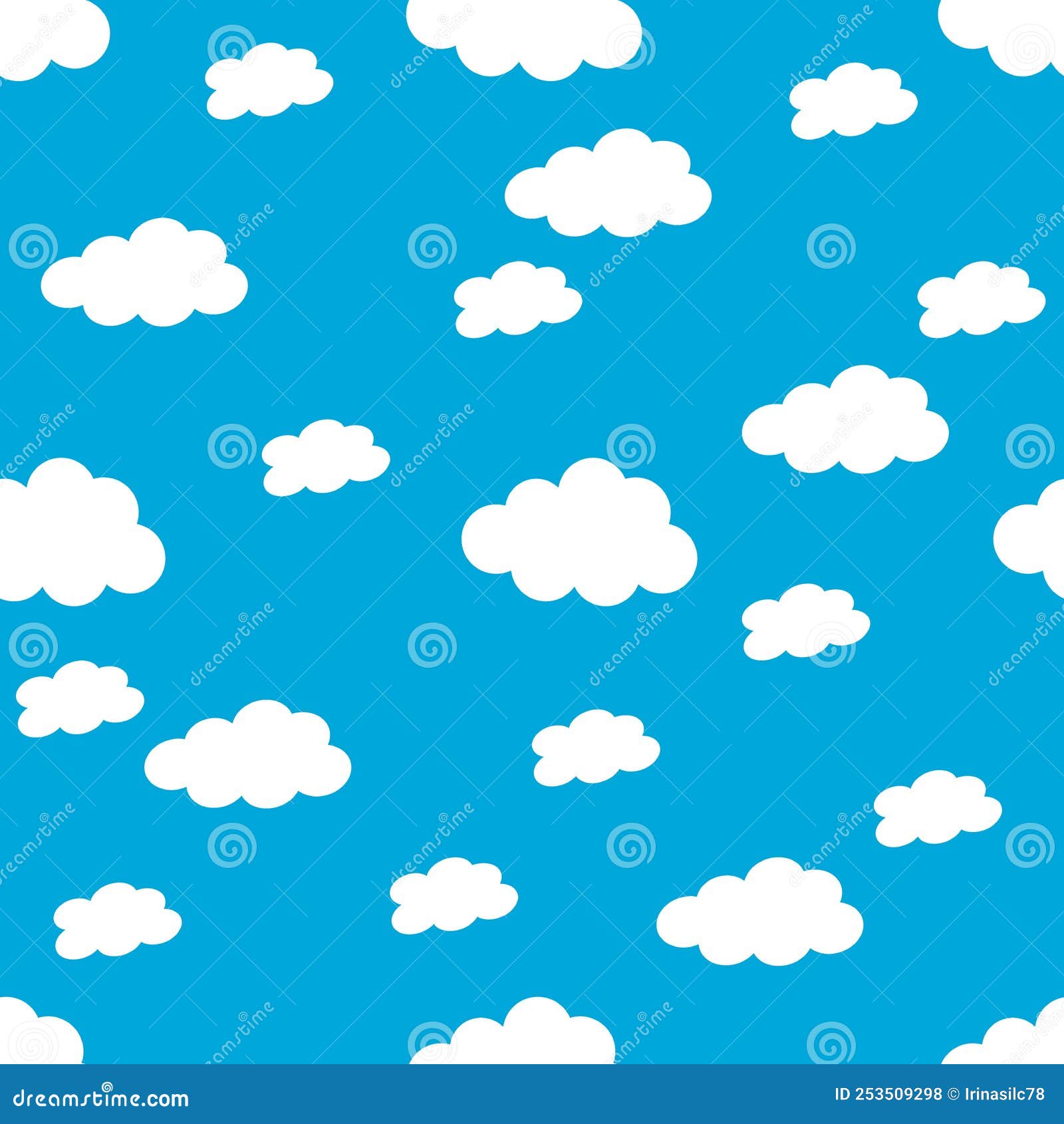 White clouds on a blue sky stock illustration. Illustration of design - 253509298